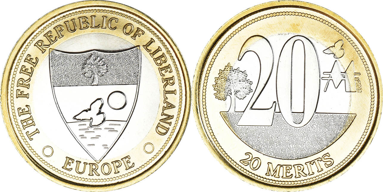 Eurozone 20 Merits 2023 Coin, LIBERLAND, Bi-Metallic MS(63) | MA-Shops