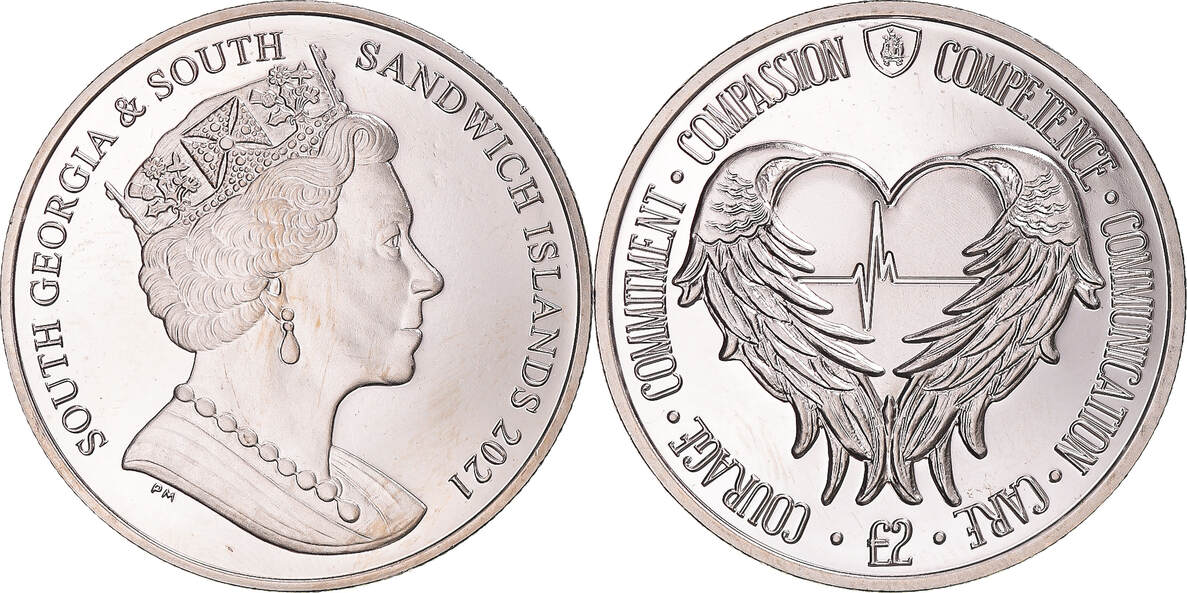South Georgia and the South Sandwich Islands 2 Pounds 2021 Coin, Angel ...
