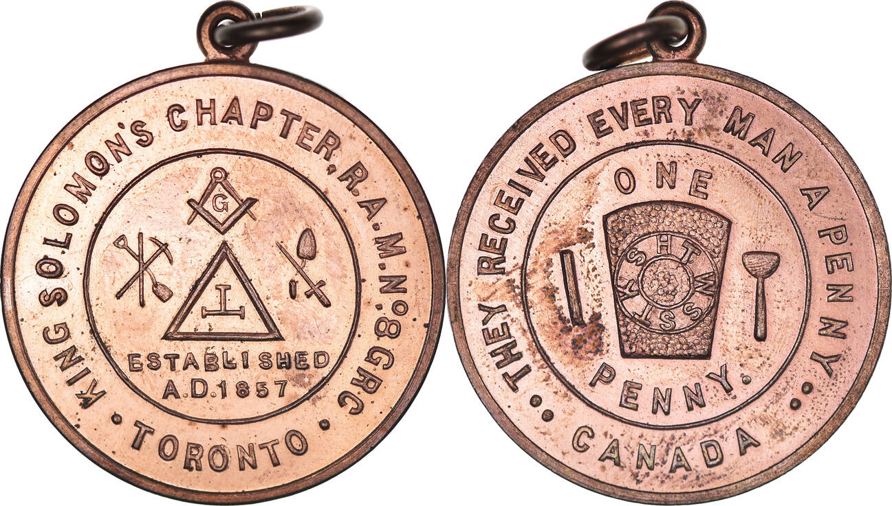 Canada Token Masonic, Toronto, King Solomon's Chapter, Chapter Penny AU ...