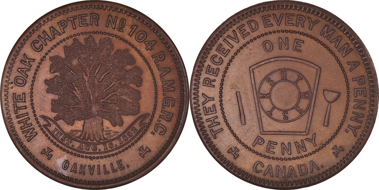 Canada Token Masonic, Oakville, White Oak, Chapter Penny, Copper MS(64 ...