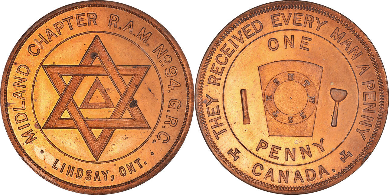 Canada Token Masonic, Lindsay, Midland, Chapter Penny, Copper AU(55-58 ...