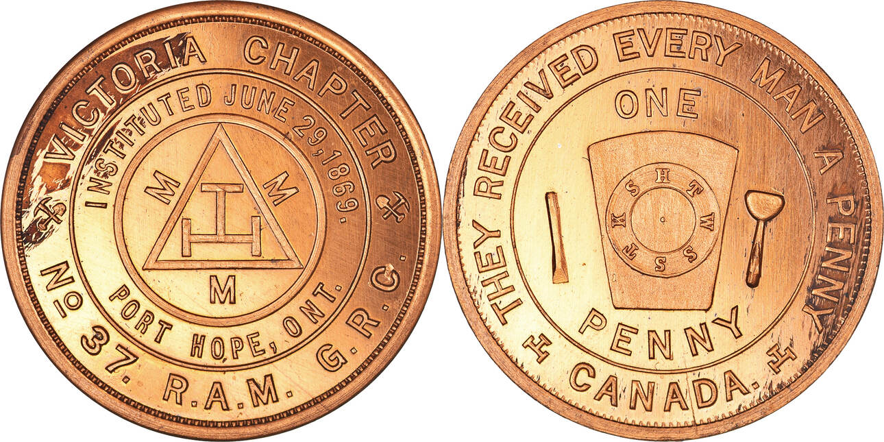 Canada Token Masonic, Port Hope, Victoria, Chapter Penny, Copper MS(65 ...