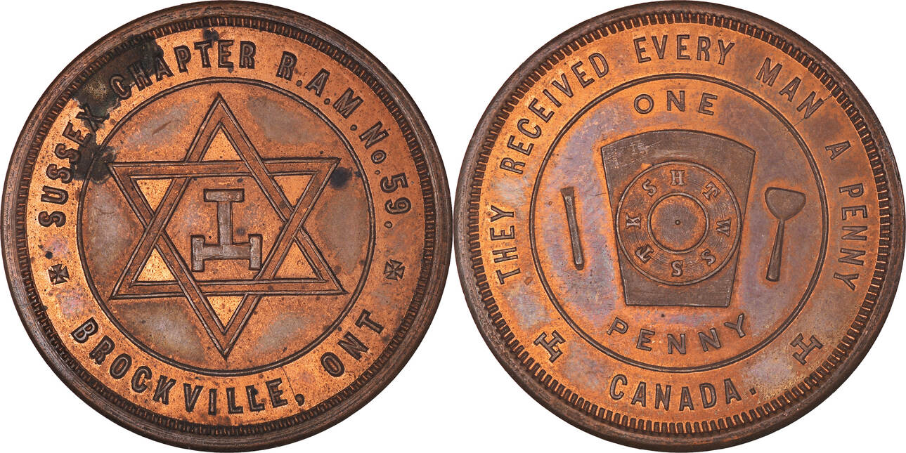 Canada Token Masonic, Brockville, Sussex, Chapter Penny, Copper MS(60 ...