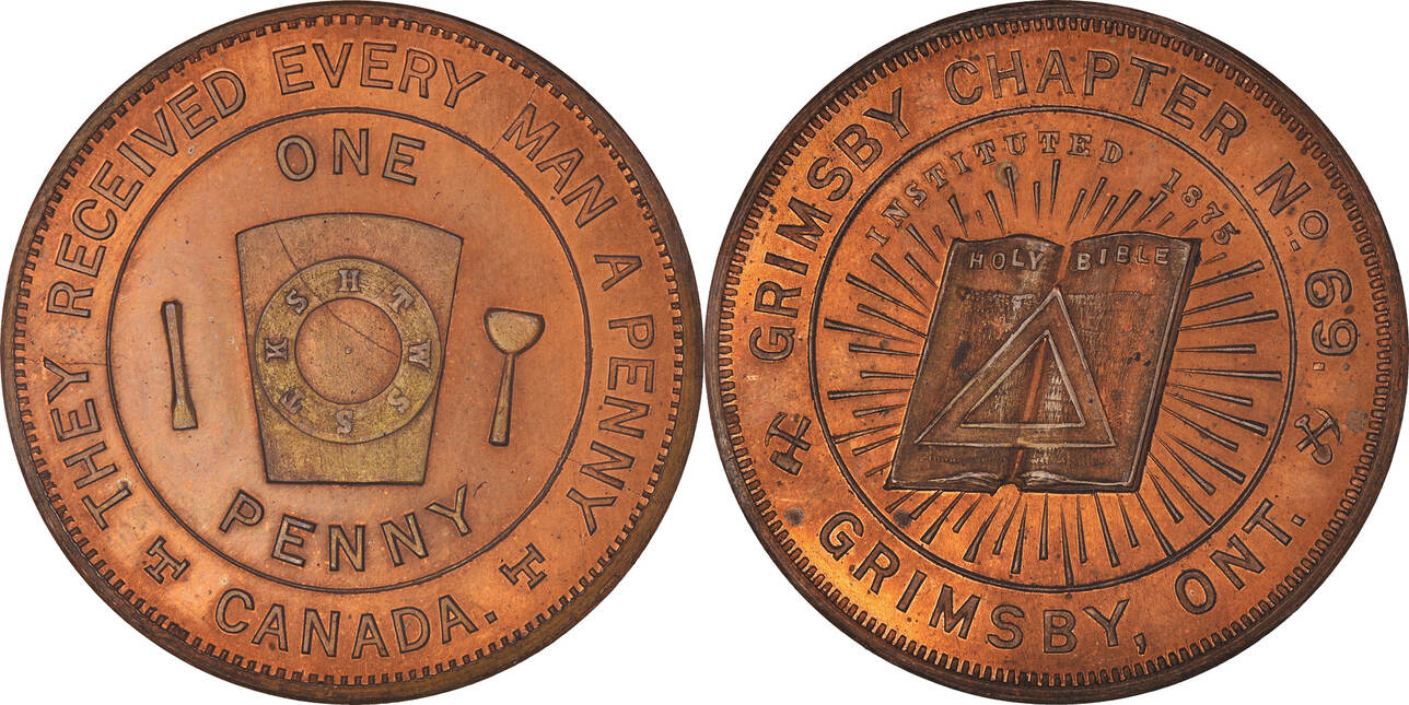 Canada Token Masonic, Grimsby, Chapter Penny, Copper MS(60-62) | MA-Shops