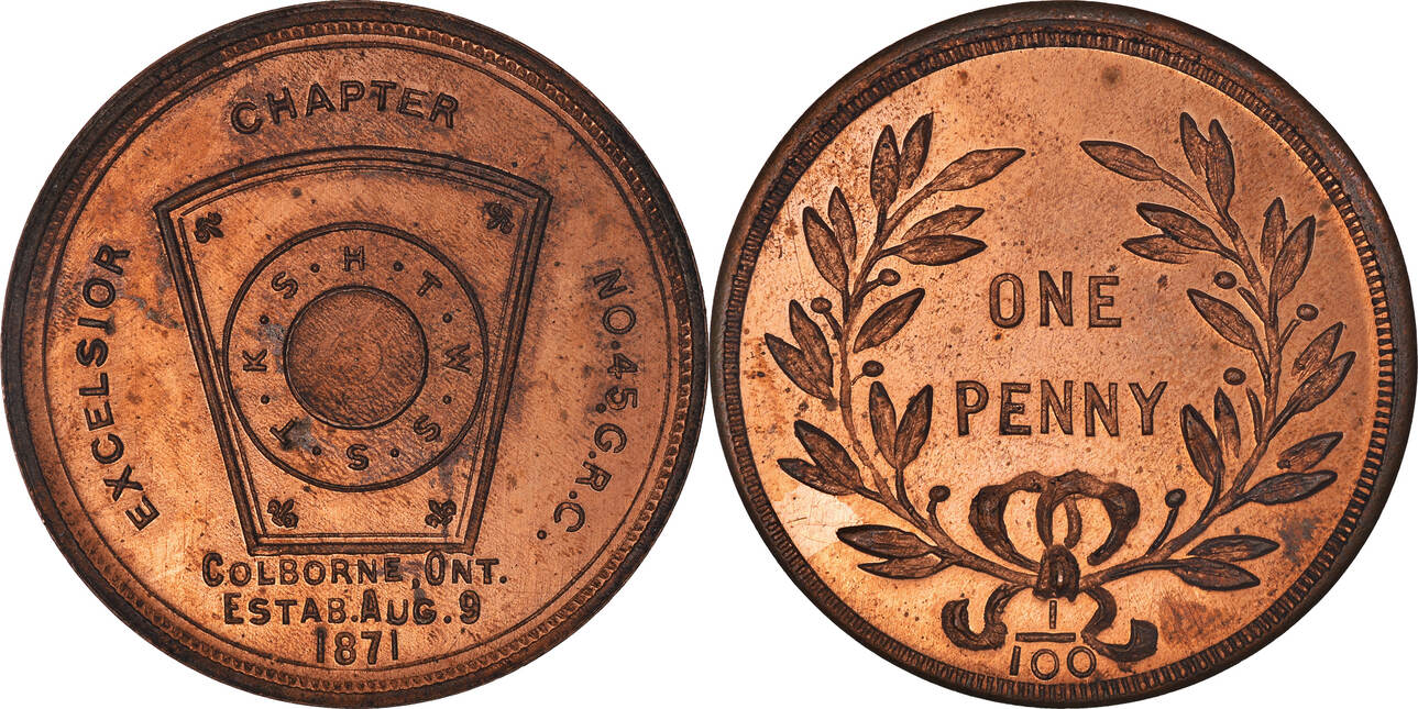 Canada Token Masonic, Colborne, Chapter Penny, Copper MS(63) | MA-Shops