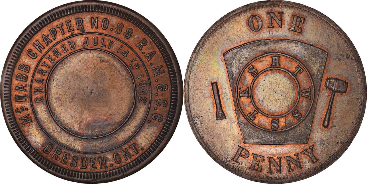 Canada Token Masonic, Dresden, Mc Nabb, Chapter Penny, Copper MS(60-62 ...