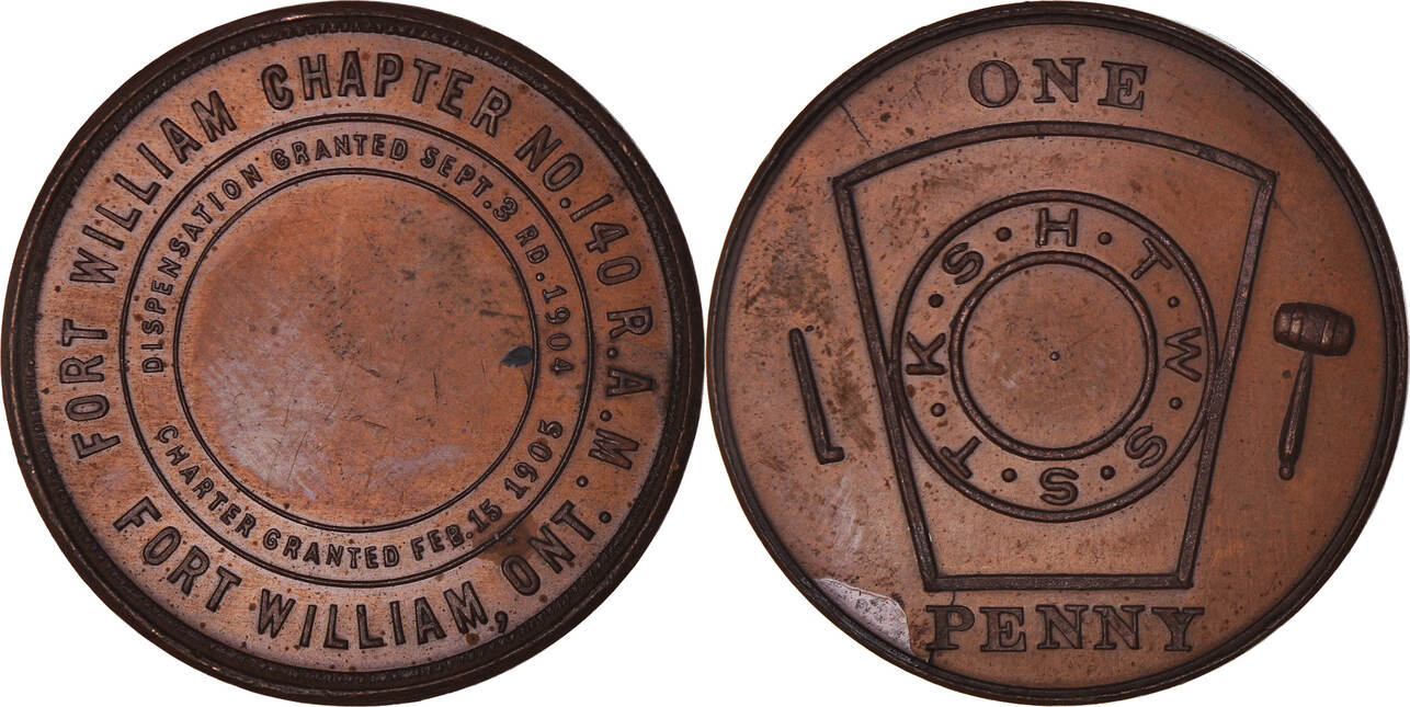Canada Token Masonic, Fort William, Chapter Penny, Copper AU(55-58 ...