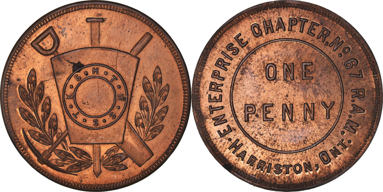 Canada Token Masonic, Harriston, Enterprise, Chapter Penny, Copper MS ...
