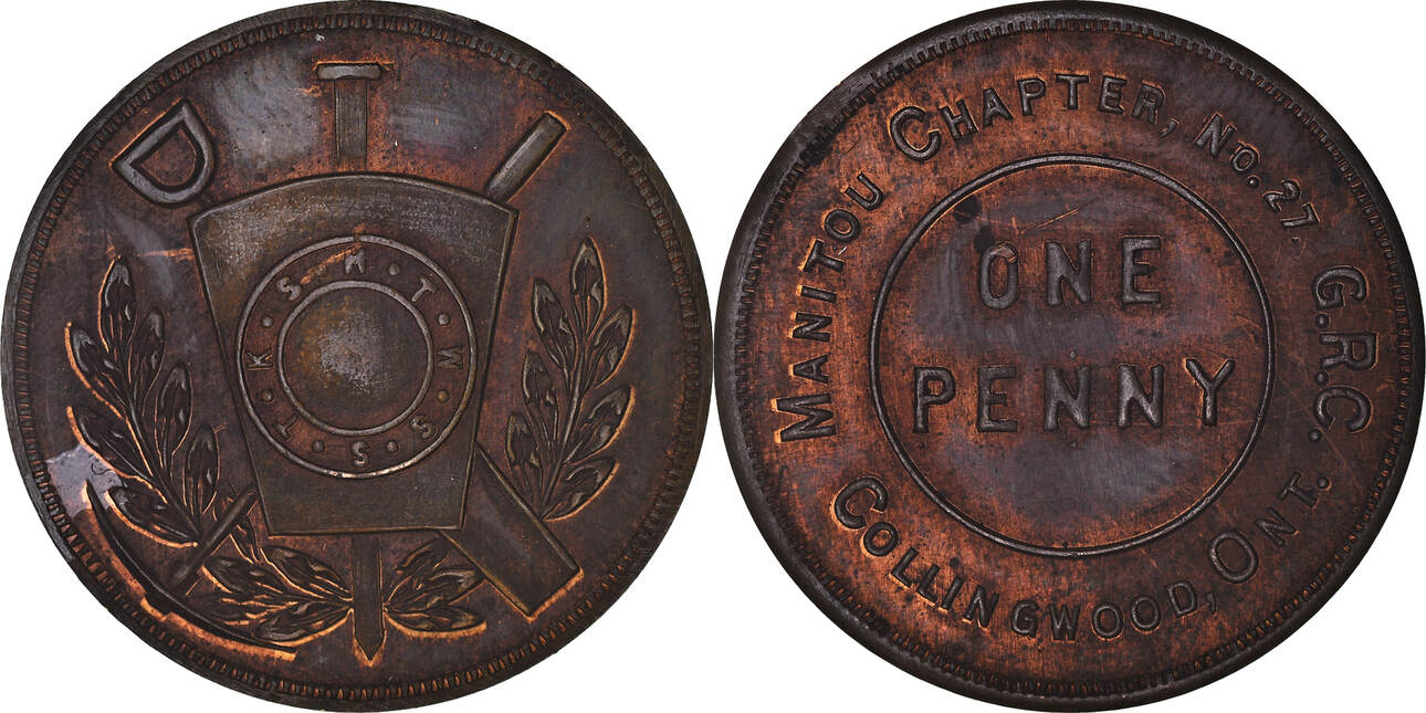 Canada Token Masonic, Collingwood, Manitou, Chapter Penny, Copper MS(60 ...