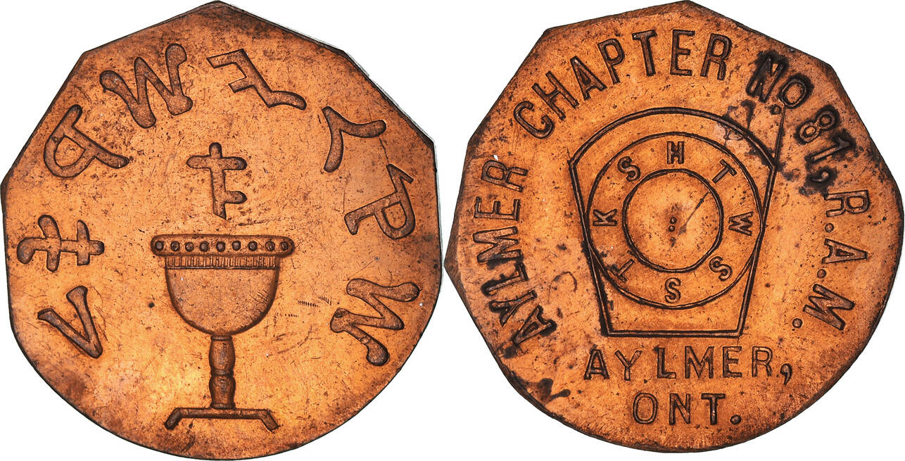 Canada Token Masonic, Aylmer, Chapter Penny, Copper MS(60-62) | MA-Shops