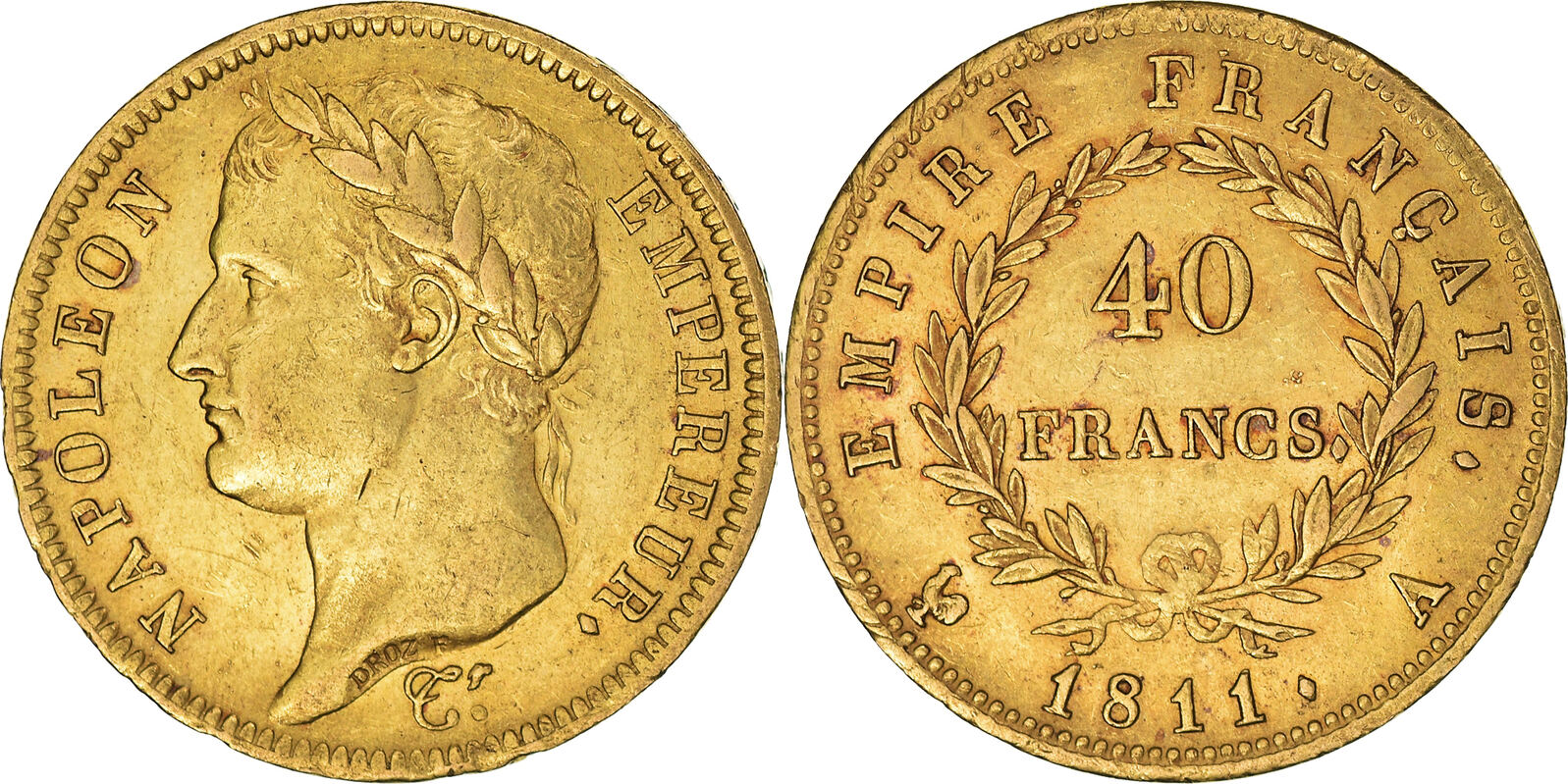 France 40 Francs 1811 A Coin, Napoleon I, Paris, Gold, KM:696.1 AU(50-53) | MA-Shops