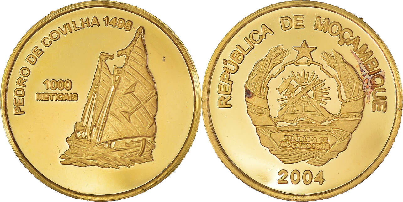 Mozambique 1000 Meticais 2004 Coin, Pedro da Covilha, Proof, Gold MS(65 ...