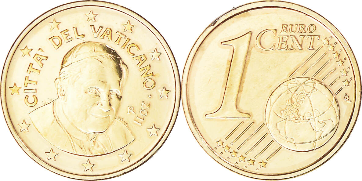 Vatican Euro Cent 2011 Rome Rome, Doré, Copper Plated Steel MS(64) | MA ...