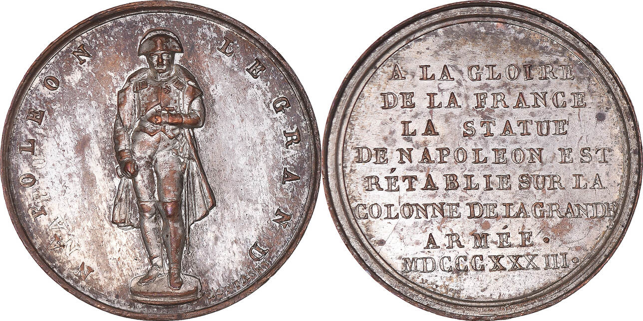 France Medal 1833 Restauration de la statue de Napoléon par Louis ...