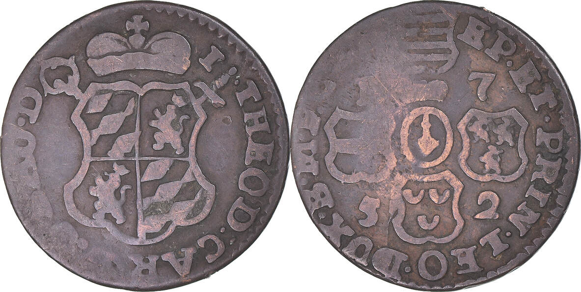 Liard 1752 Liege Coin, John Theodore, Liege, Copper, KM:155 VF(30-35 ...