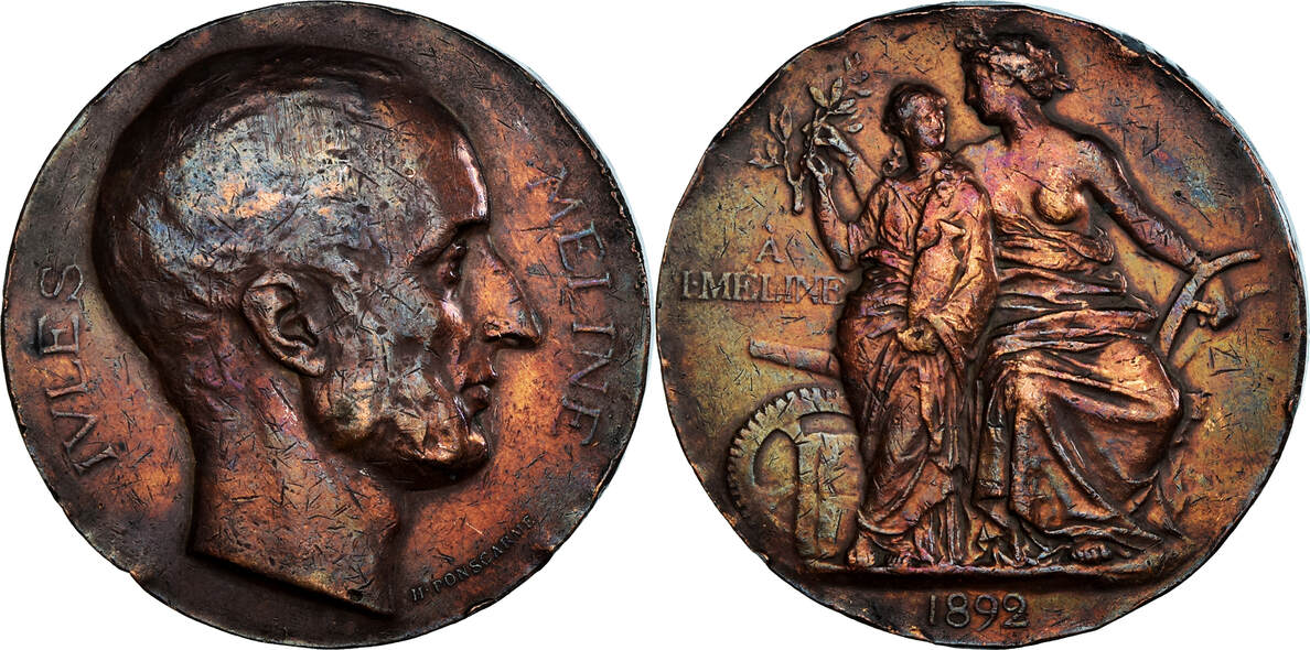 France Medal 1892 Jules Méline, Politics, Ponscarme, Bronze VF(20-25 ...