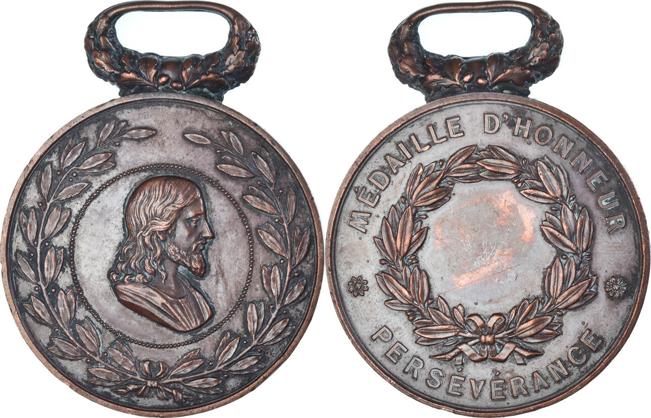 France Medal Honneur, Persévérance, Religions & beliefs, Copper EF(40 ...