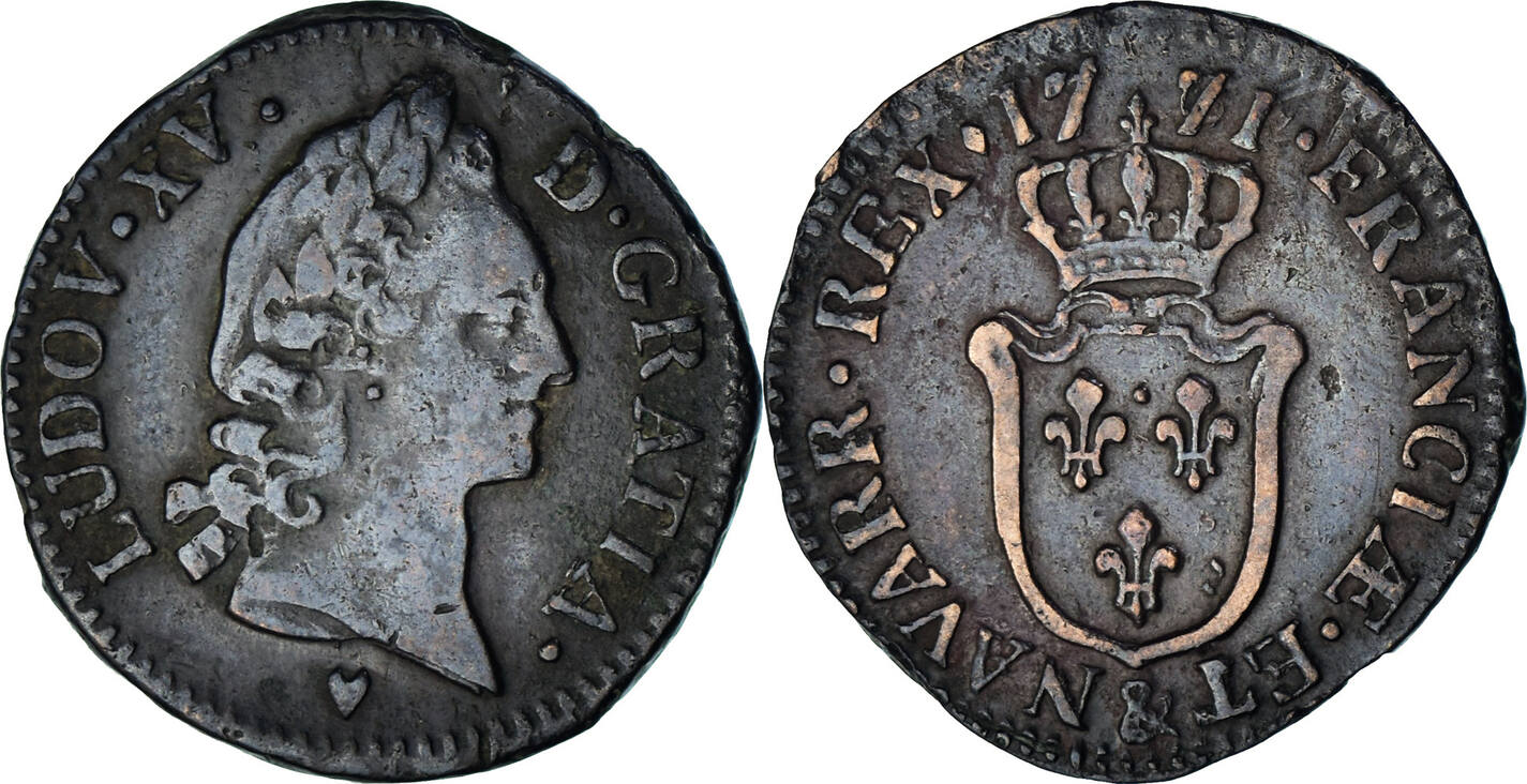 France 1/2 Sol d'Aix 1771 Aix Coin, Louis XV, Aix, Copper, Gadoury:274 ...