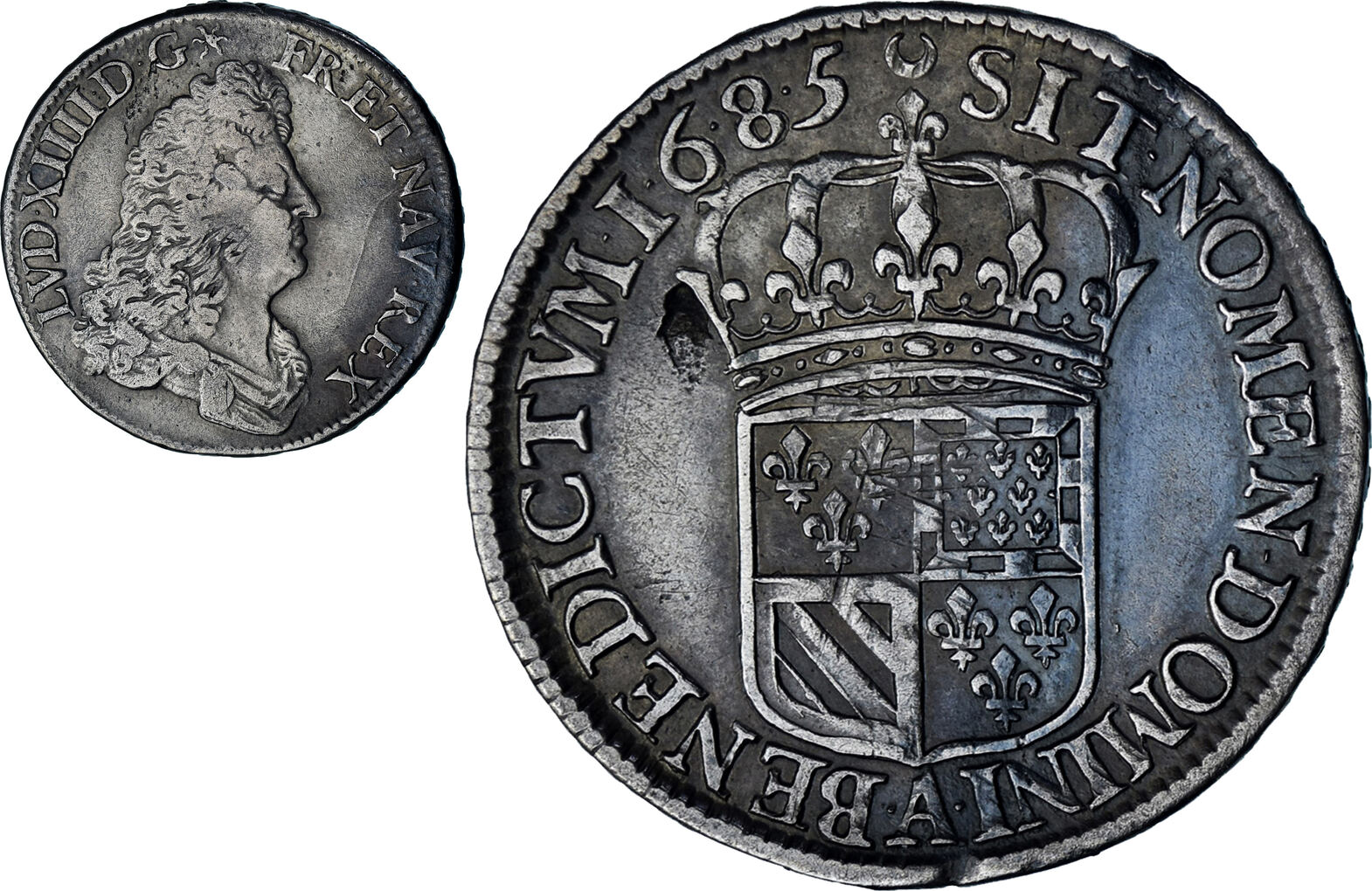 France 1/2 Ecu 1685 A Coin, Louis XIV, 1/2 Écu de Flandre, Paris ...