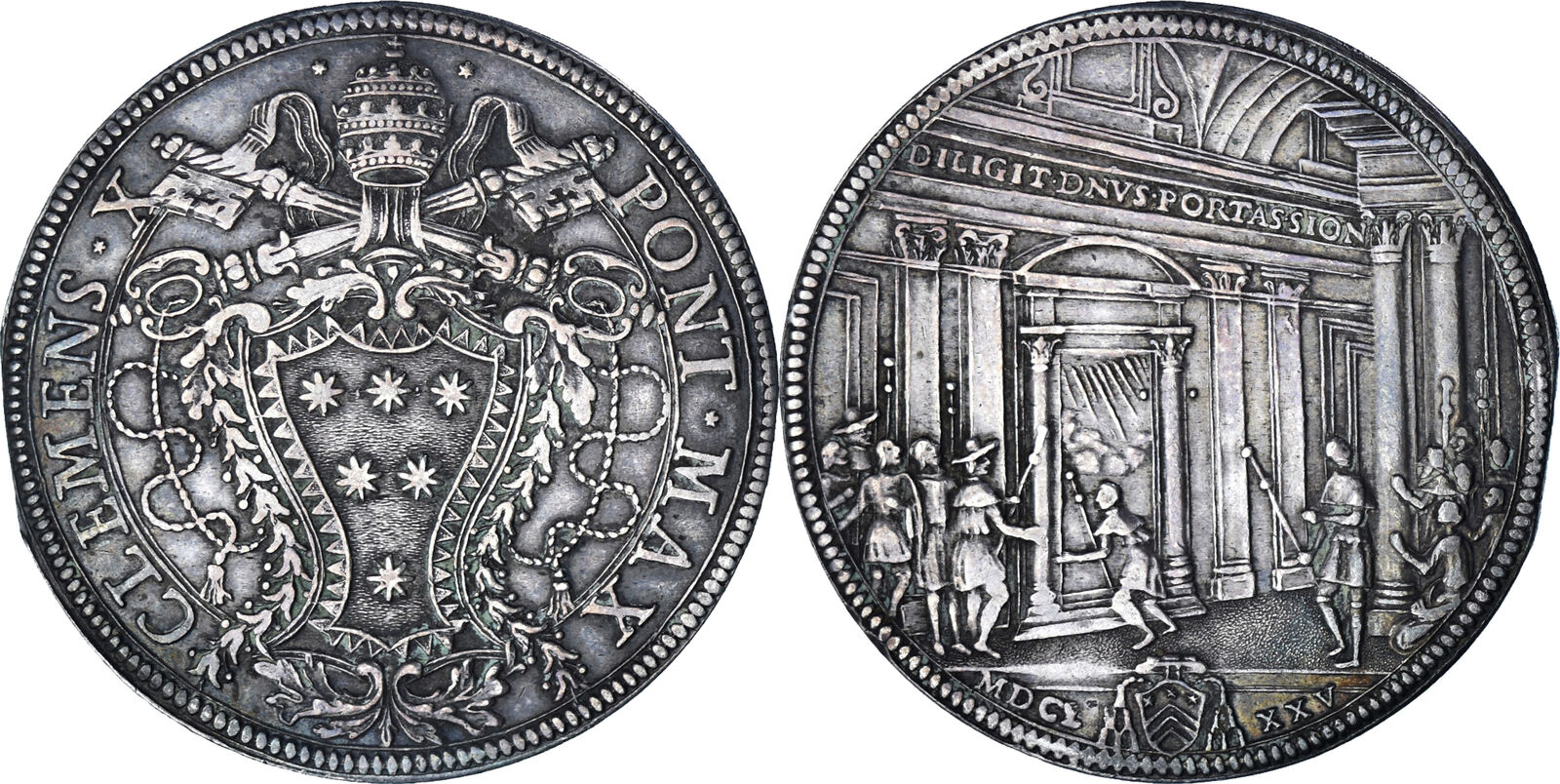 Vatican Piastre 1675 Rome Coin, Clement X, Roma, Silver AU(50-53) | MA ...