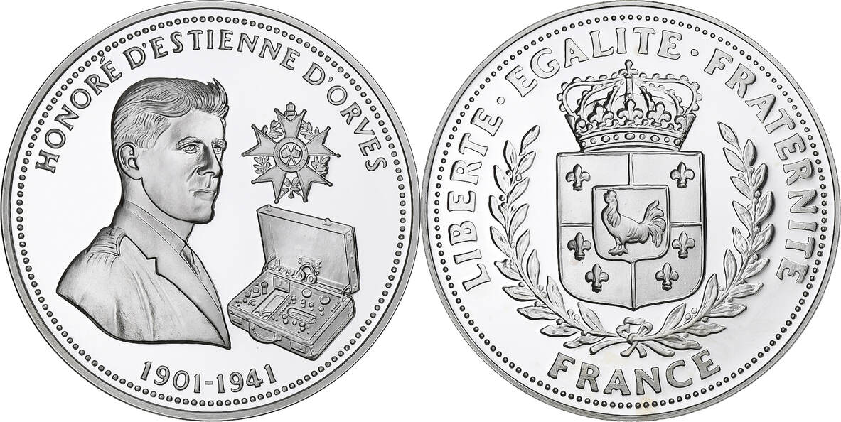 France Medaille Honoré D'Estienne d'Overs, Silver MS(65-70) | MA-Shops