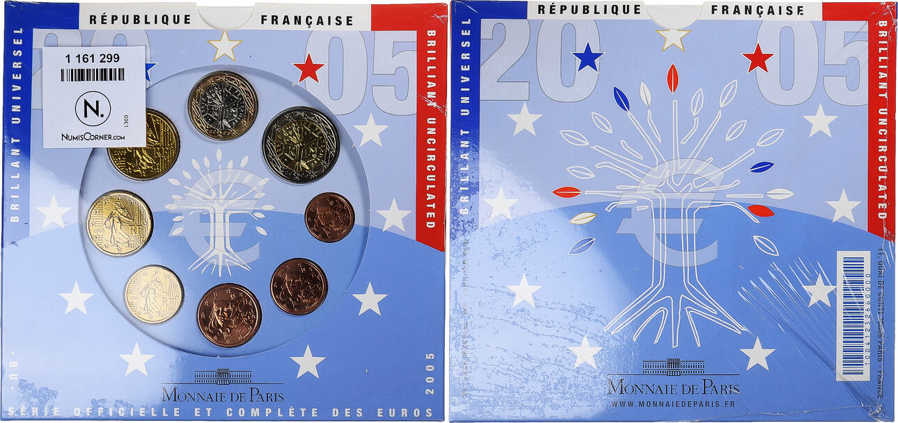 France 1 Cent to 2 Euro 2005 Monnaie de Paris euro set, Monnaie de ...