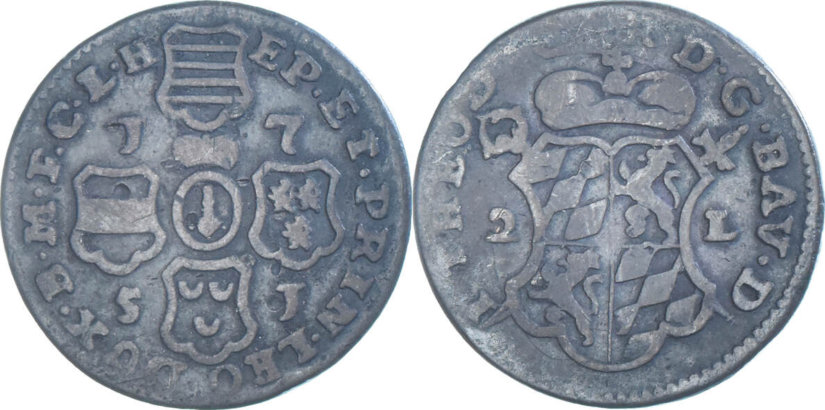 2 Liards 1751 Liege Coin, John Theodore, Liege, Copper, KM:158 VF(30-35 ...