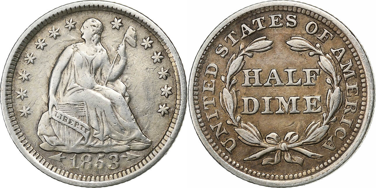United States Half Dime 1853 Philadelphia Seated Liberty, Philadelphia ...