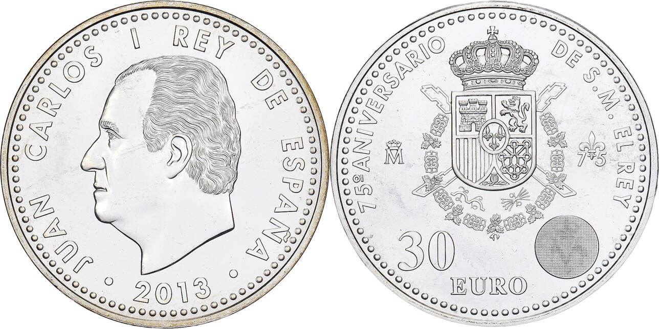 Spain 30 Euro 2013 Madrid Juan Carlos I, Madrid, Silver, KM:1253 MS(63 ...