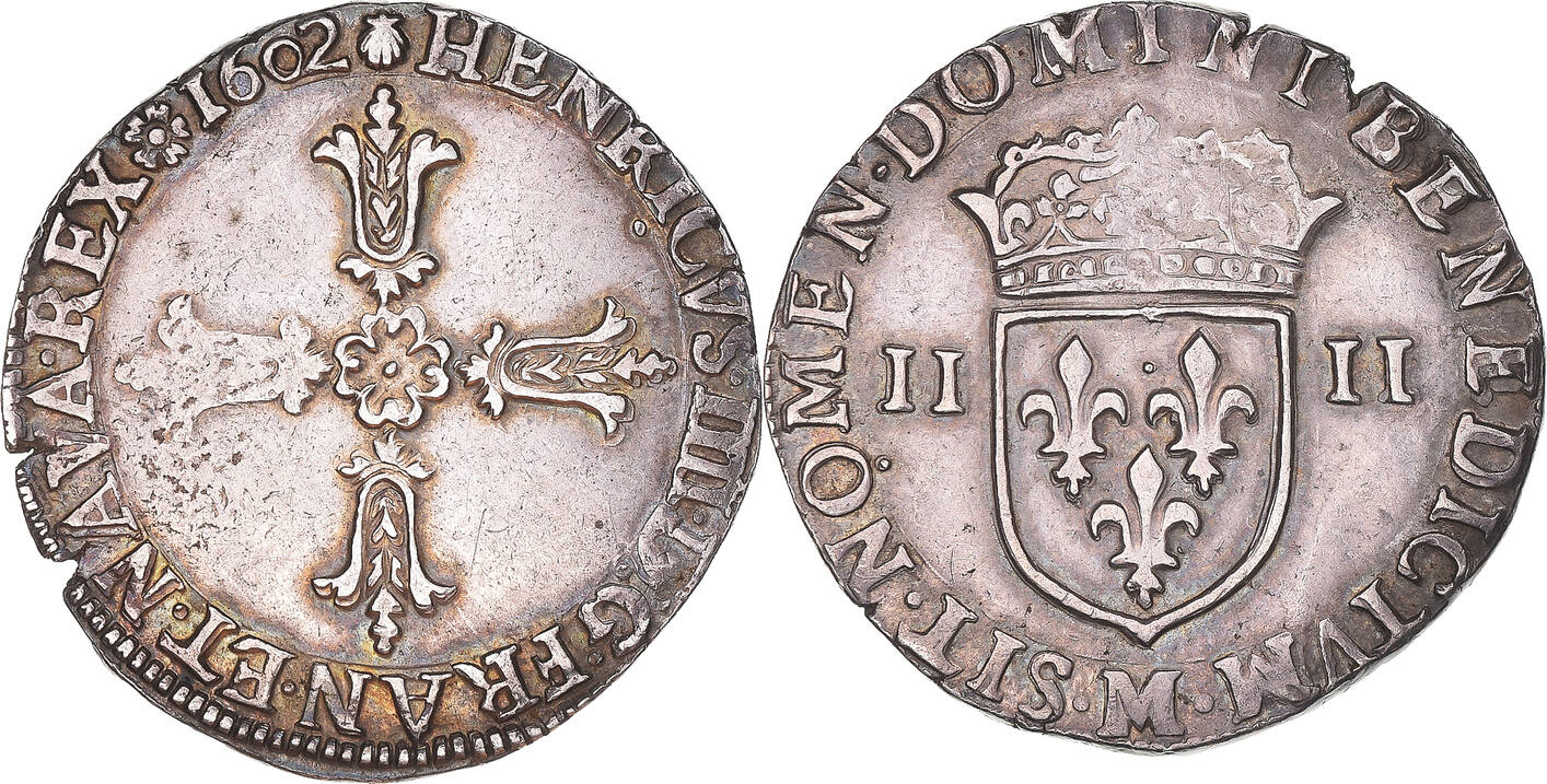 France 1/4 Ecu 1602 Toulouse Coin, Henri IV, Toulouse, Silver, Gadoury ...
