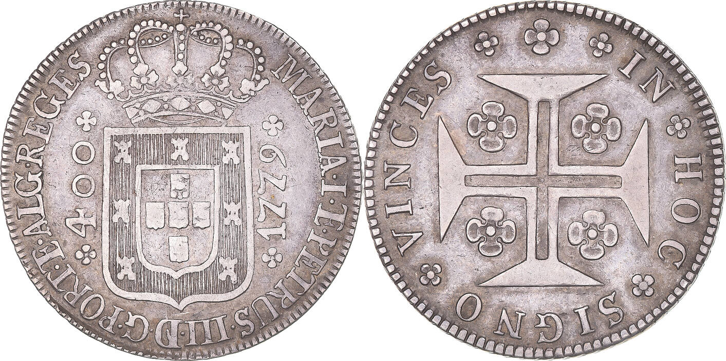 Portugal 400 Reis 1779 Lisbon Coin, Maria I, Lisbon, Silver EF(40-45 ...