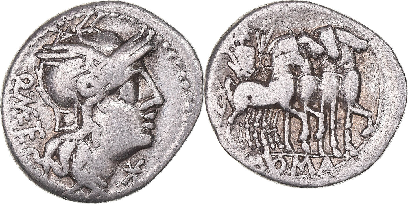 Denarius 130 BC Rome Coin, Caecilia, Rome, Silver, Crawford:256/1 EF(40 ...