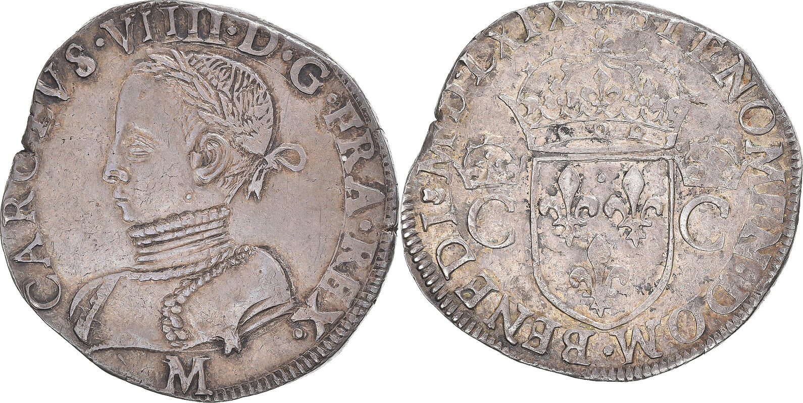 France Teston 1569 Toulouse Coin, Charles IX, Toulouse, Silver, Gadoury ...
