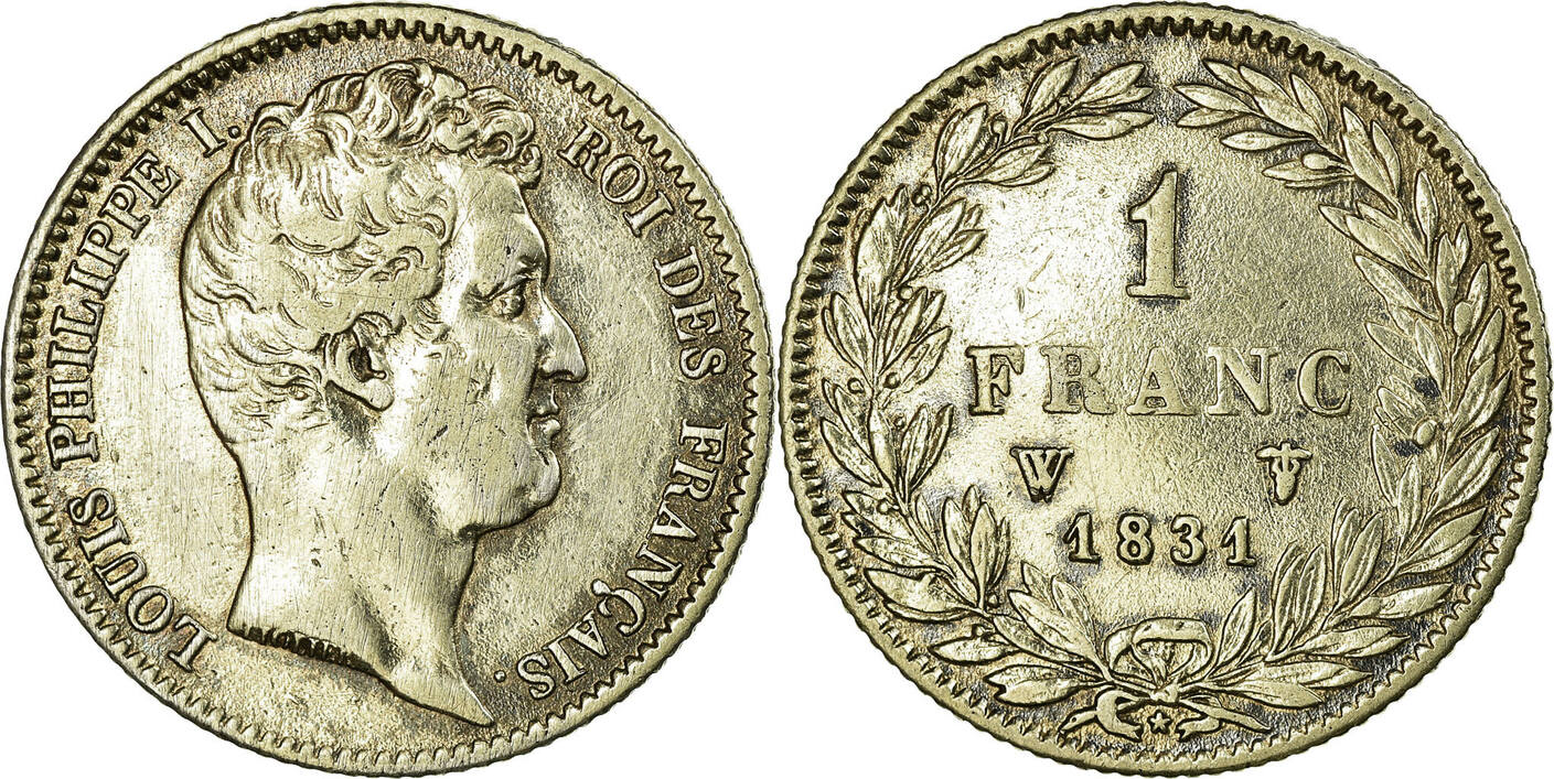 France Franc 1831 W Coin, Louis-Philippe, Lille, Silver, Gadoury:452 EF ...