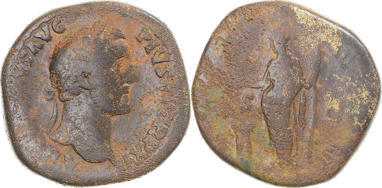 Sestertius 152-153 Rome Coin, Antoninus Pius, Rome, Bronze, RIC:906 VF ...