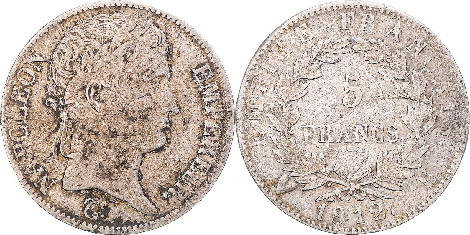France 5 Francs 1812 Turin Coin, Napoleon I, Turin, Silver, Gadoury:584 ...