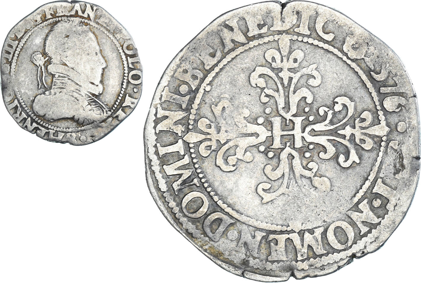 France Demi Franc 1576 Rennes Coin, Henri III, Rennes, Silver VF(20-25 ...