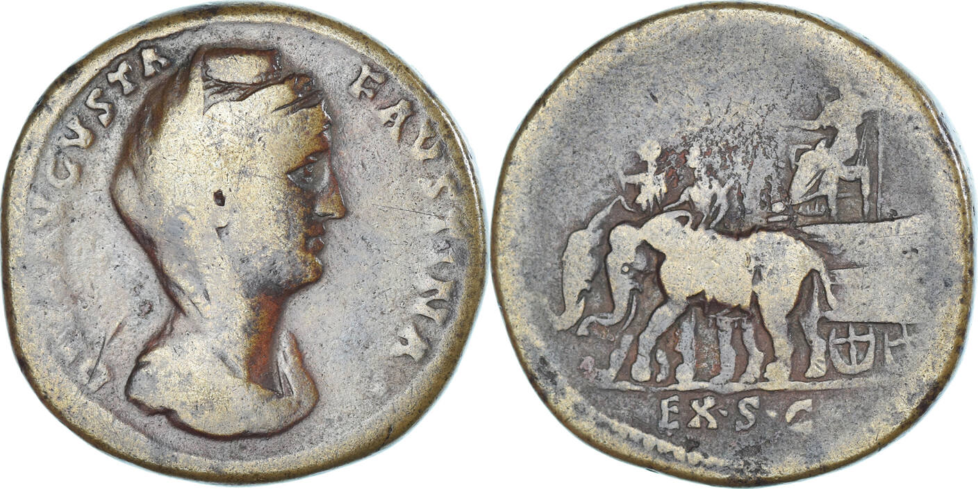Sestertius 141 Rome Coin, Diva Faustina I, Rome, Bronze, RIC:1140 F(12 ...