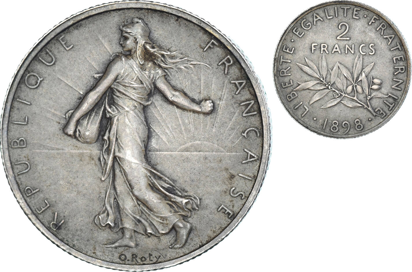 France 2 Francs 1898 Paris Coin, Semeuse, Paris, Flan mat, Silver AU(50 ...