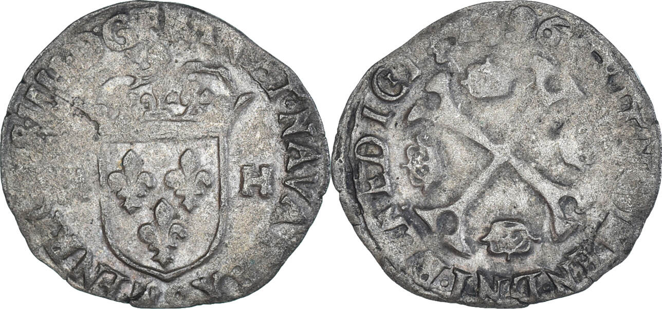France Douzain aux deux H 1596 Troyes Coin, Henri IV, Troyes, 1st Type ...
