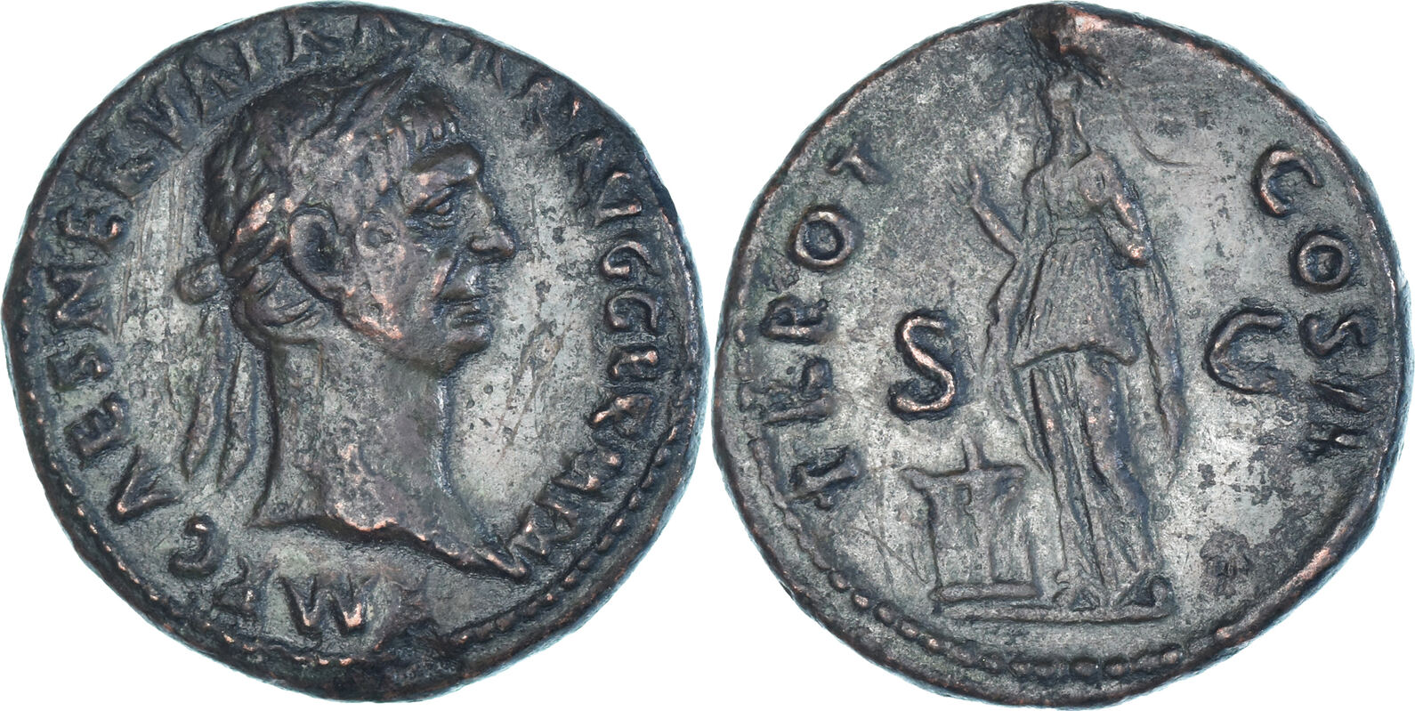 As 98-99 Rome Coin, Trajan, Rome, Bronze, RIC:392 VF(30-35) | MA-Shops