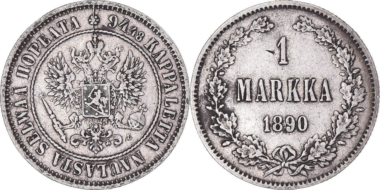 Finland Markka 1890 Helsinki Coin, Alexander III, Helsinki, Silver, KM ...