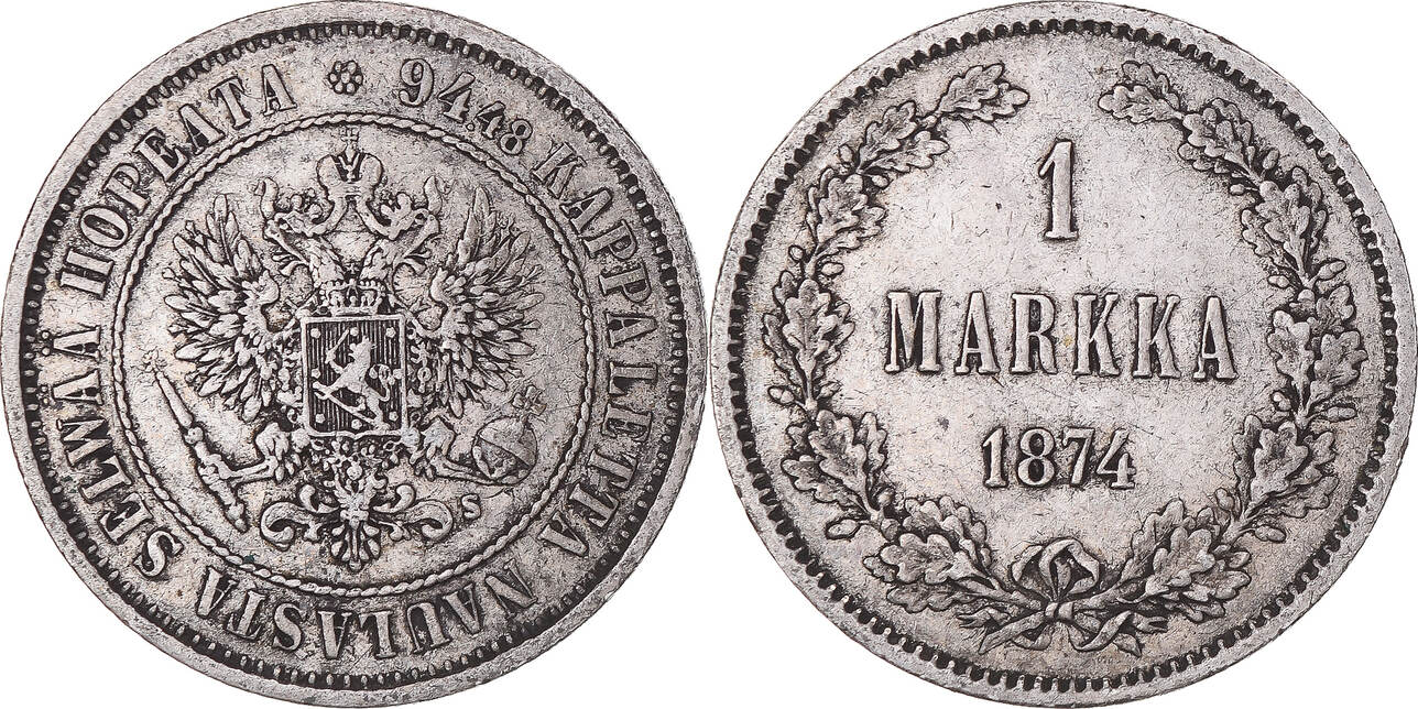 Finland Markka 1874 Helsinki Coin, Alexander II, Helsinki, Silver, KM:3 ...