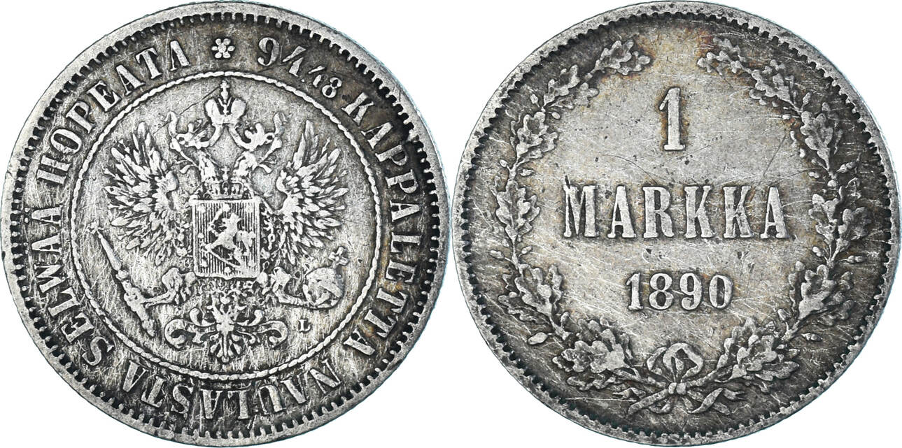 Finland Markka 1890 Helsinki Coin, Alexander III, Helsinki, Silver, KM ...