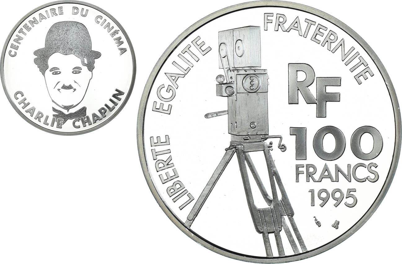 France 100 Francs 1995 Paris Coin, Charlie Chaplin, Paris, Silver, KM ...