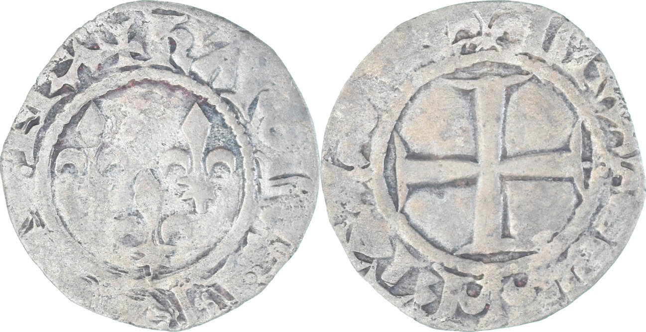 France Double Tournois 1380-1422 Coin, Charles VI, 1st emission VF(20 ...
