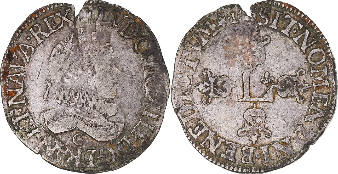France 1/2 Franc 1615 Saint-Lô Coin, Louis XIII, Saint-Lô, Silver, KM ...