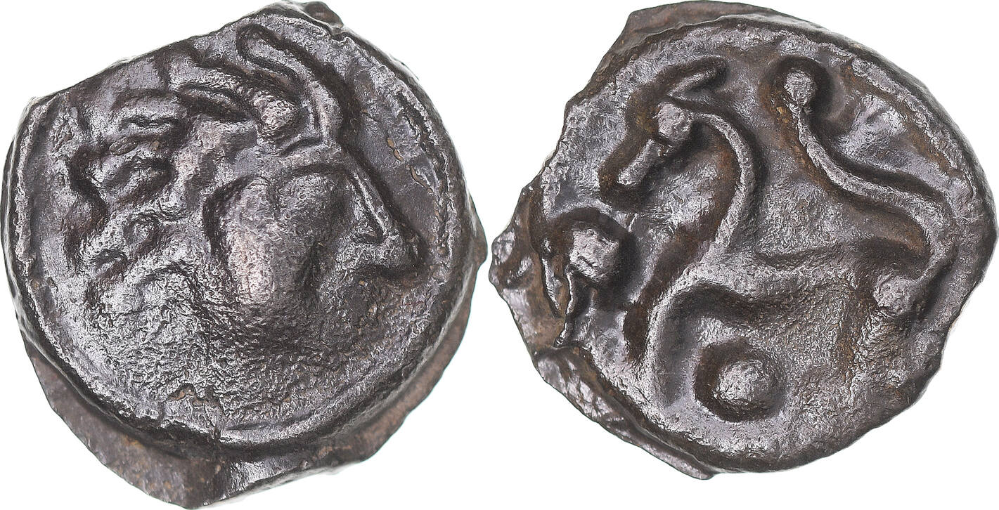 potin à la tête d’indien 1st century BC Coin, Senones, Potin AU(50-53 ...