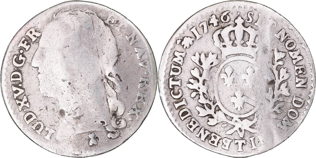 France 1/10 Écu au bandeau 1746 Nantes Coin, Louis XV, Nantes, Silver ...