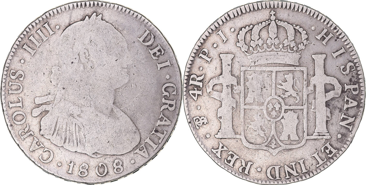 Bolivia 4 Réales 1808 Potosi Coin, Charles IV, Potosi, Silver, KM:431.1 ...